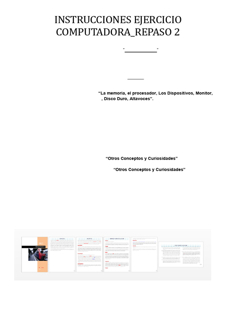 Instrucciones Ejercicio - Computadora - Repaso 2 | PDF