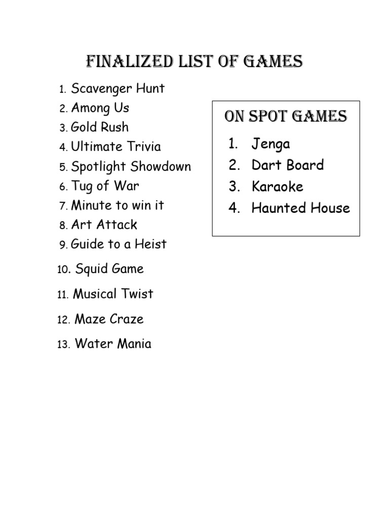List of Fun Party Games | PDF