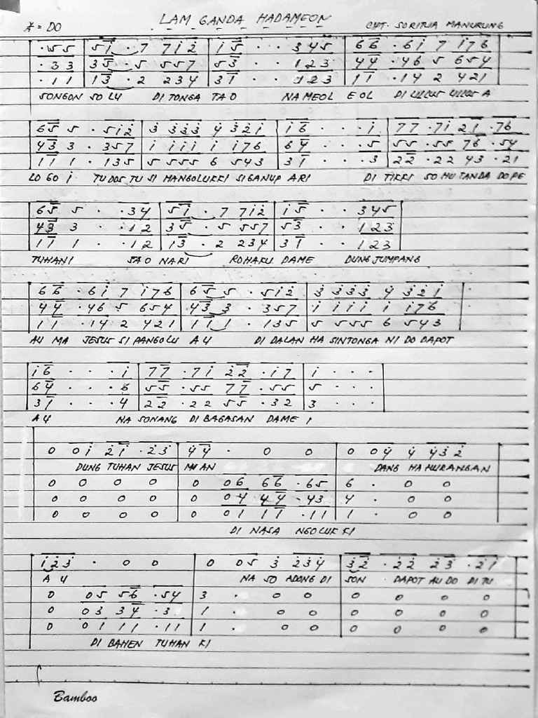 Partitur Koor - Lam Ganda Hadameon | PDF