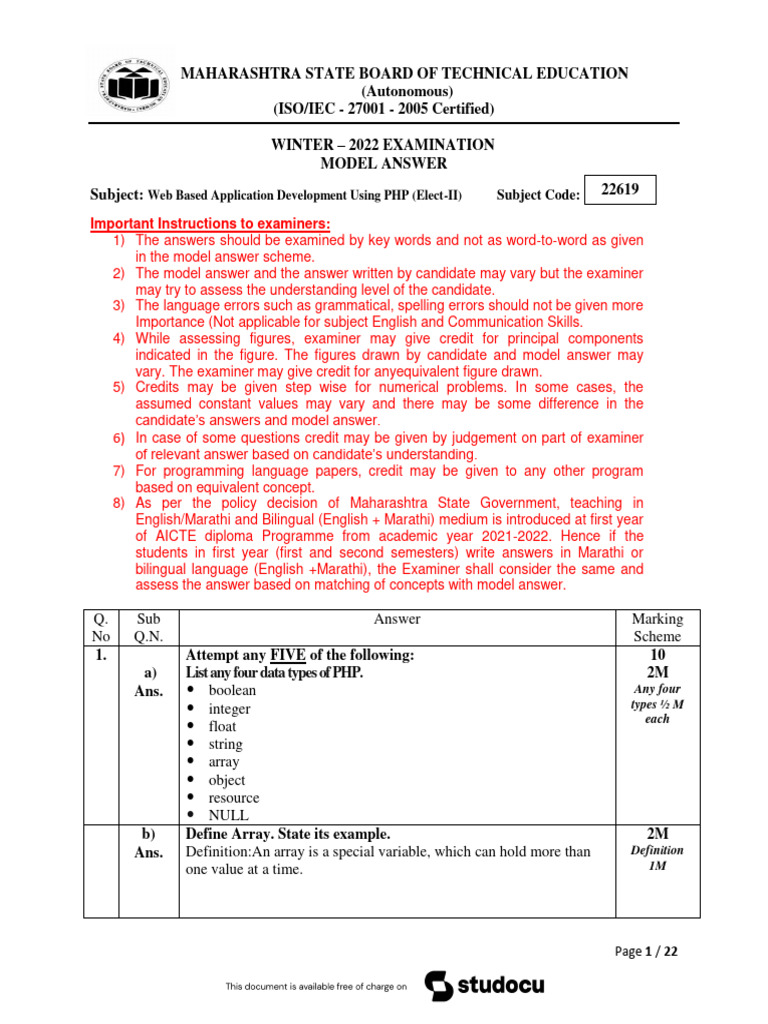 Model Answer Winter 2022 | PDF | Inheritance (Object Oriented Programming) | Class (Computer ...