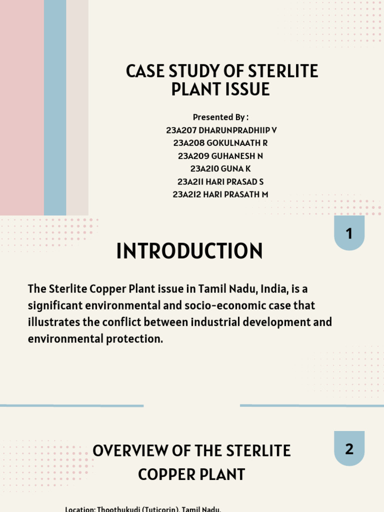 Sterlite Copper Plant Environmental Case Study | PDF | Natural ...
