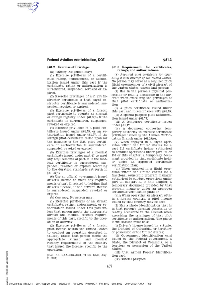 FAA Pilot Certificate Requirements | PDF | Identity Document ...