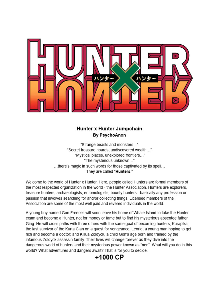 Hunter x Hunter Jumpchain Guide | PDF