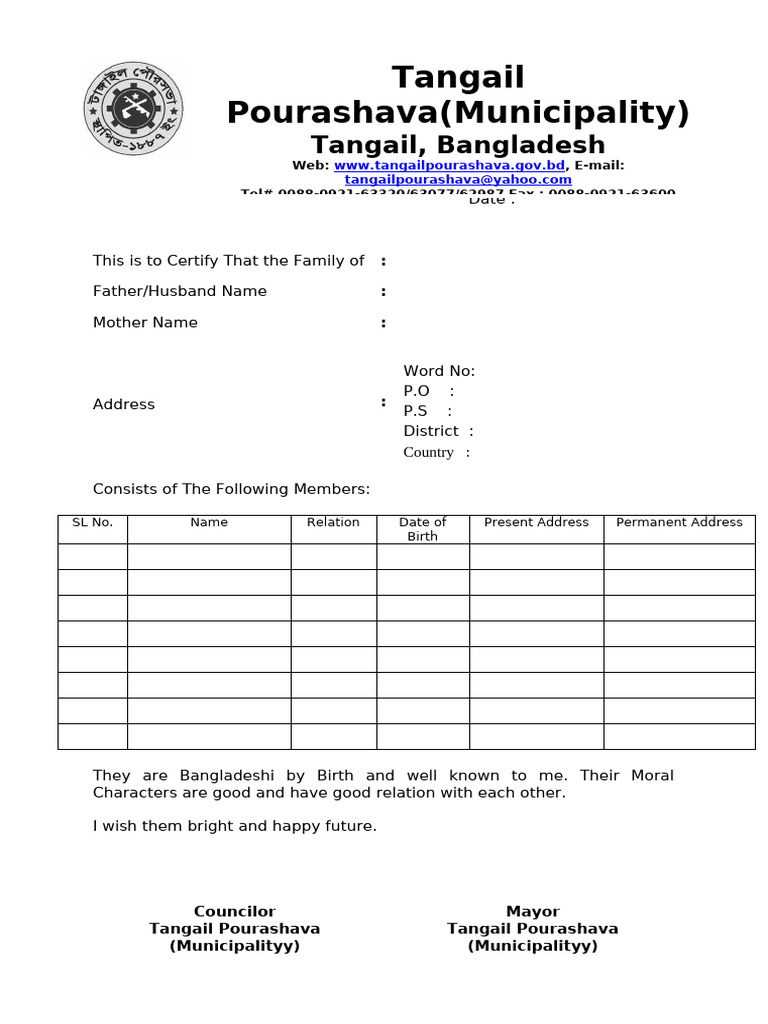 Family Certificate Sample Template | PDF