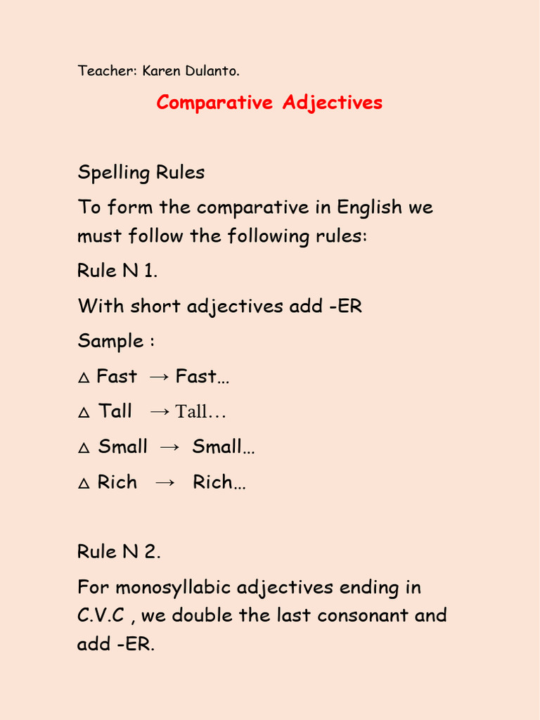 Comparative Adjectives | PDF