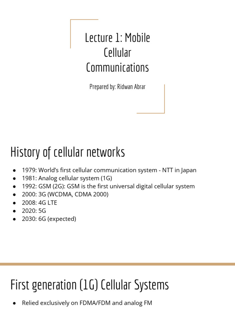 Lecture 1 - 1G, 2G, 3G and 4G Systems | PDF | High Speed Packet Access ...