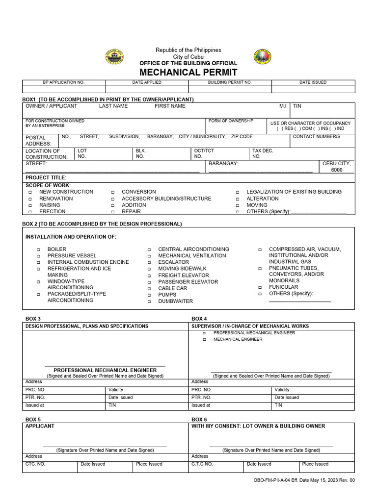 OBO FM PII A 04 v.00 Mechanical Permit | PDF | Elevator