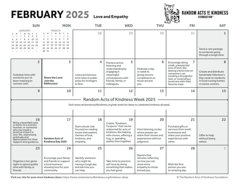Kindness Calendar February 2025 | PDF