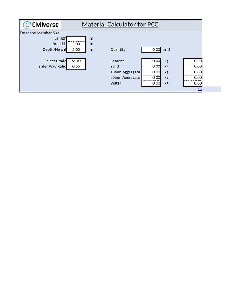 PCC Quantity Calculation Tool | PDF | Brick | Mortar (Masonry)