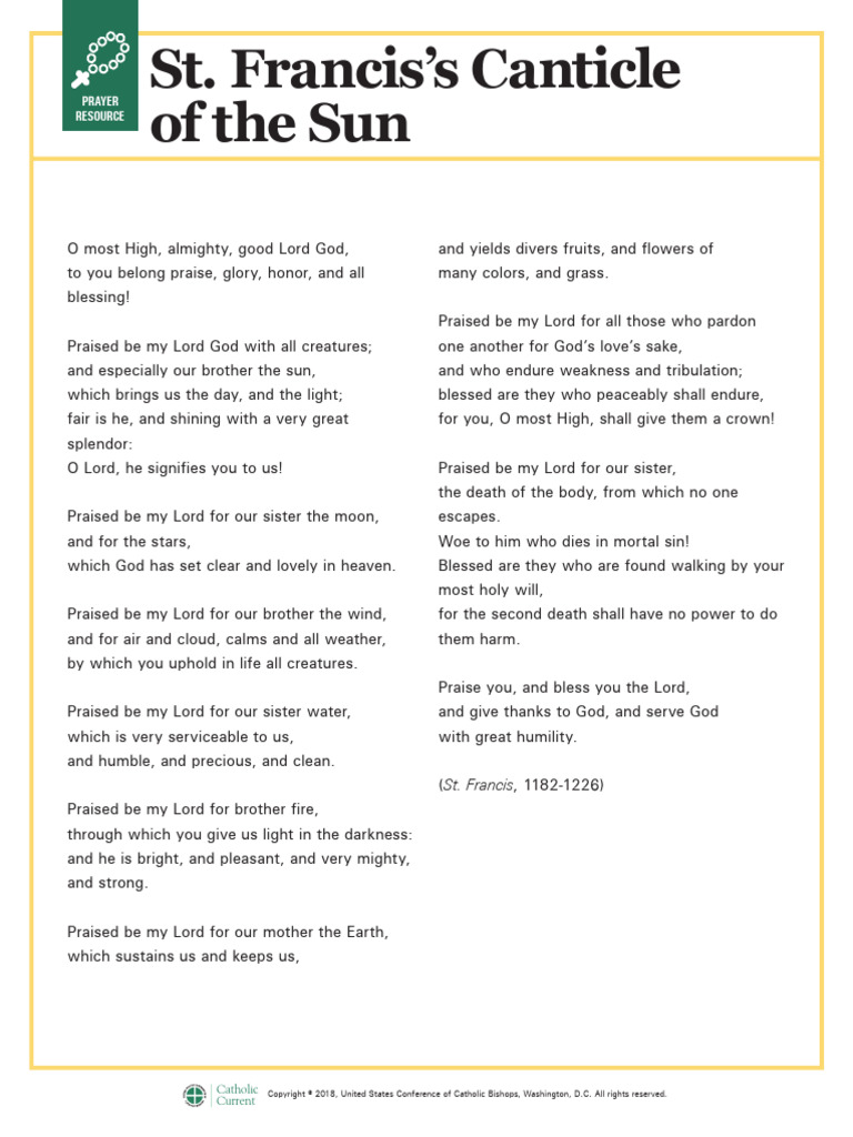 Canticle of The Sun Prayer Resource | PDF | Religious Belief And Doctrine