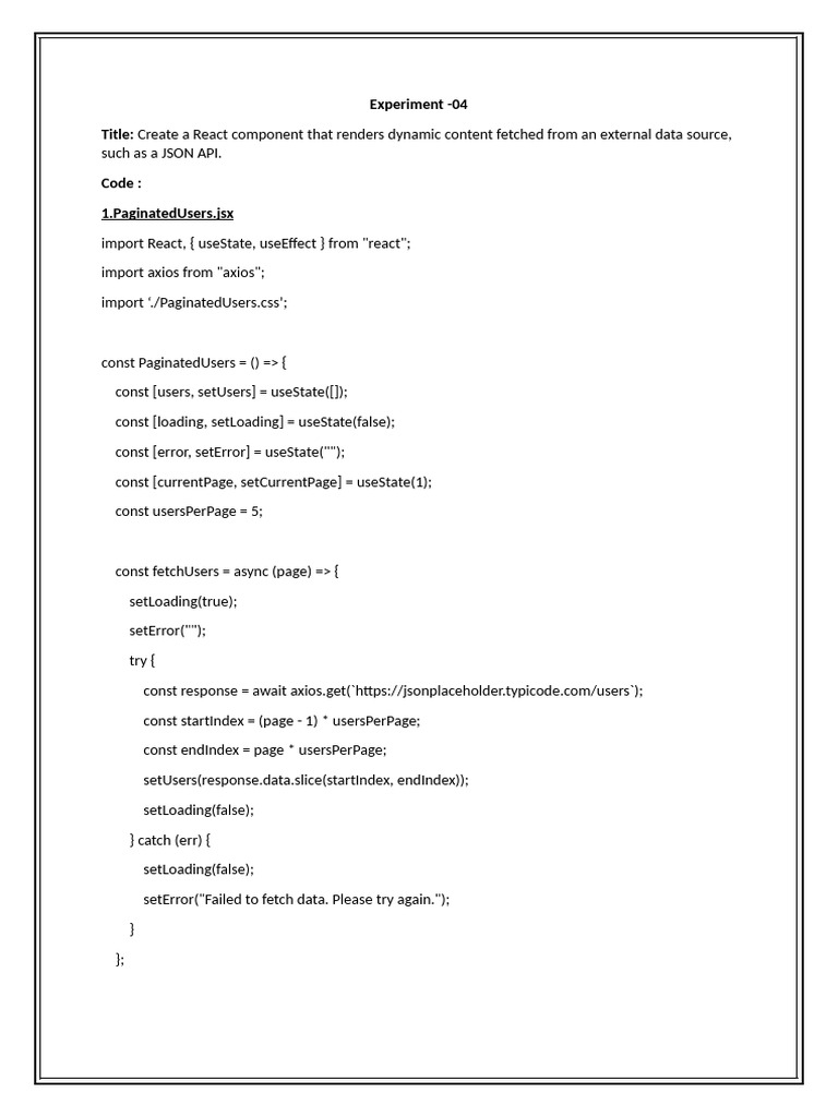 React Paginated User List Component | PDF