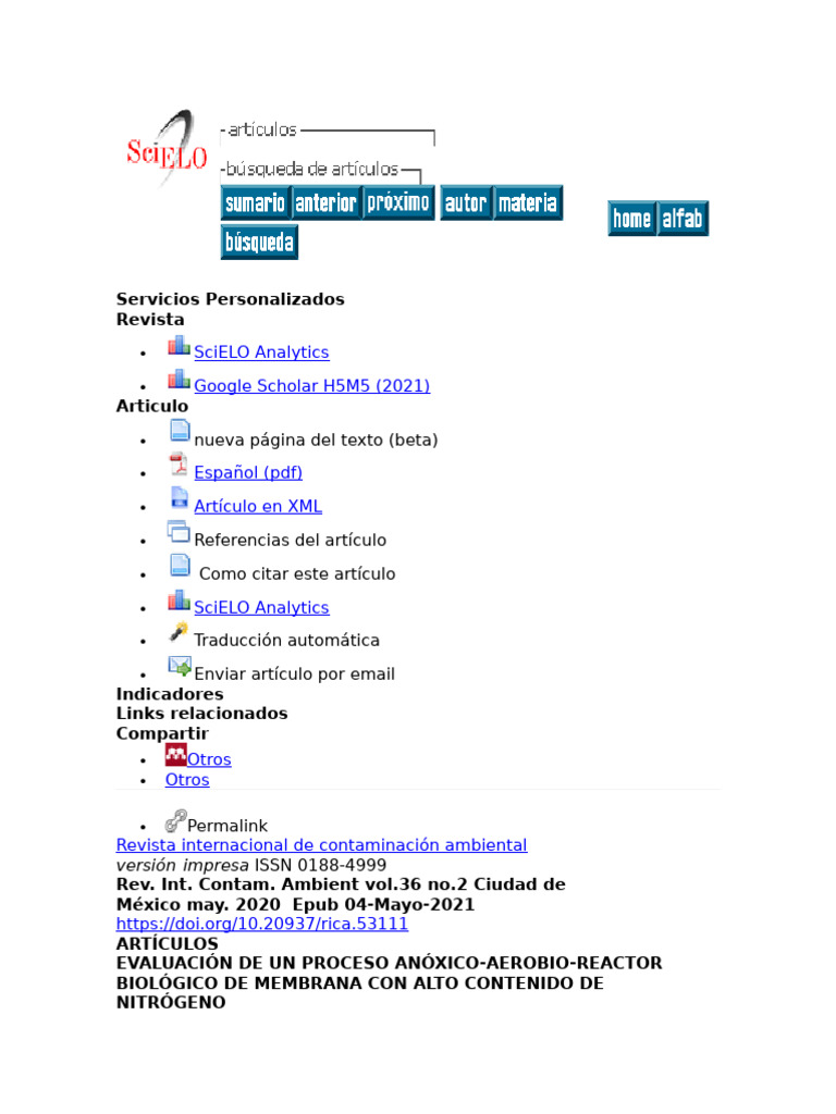 EVALUACIÓN DE UN PROCESO ANÓXICO-AEROBIO-REACTOR BIOLÓGICO DE MEMBRANA ...