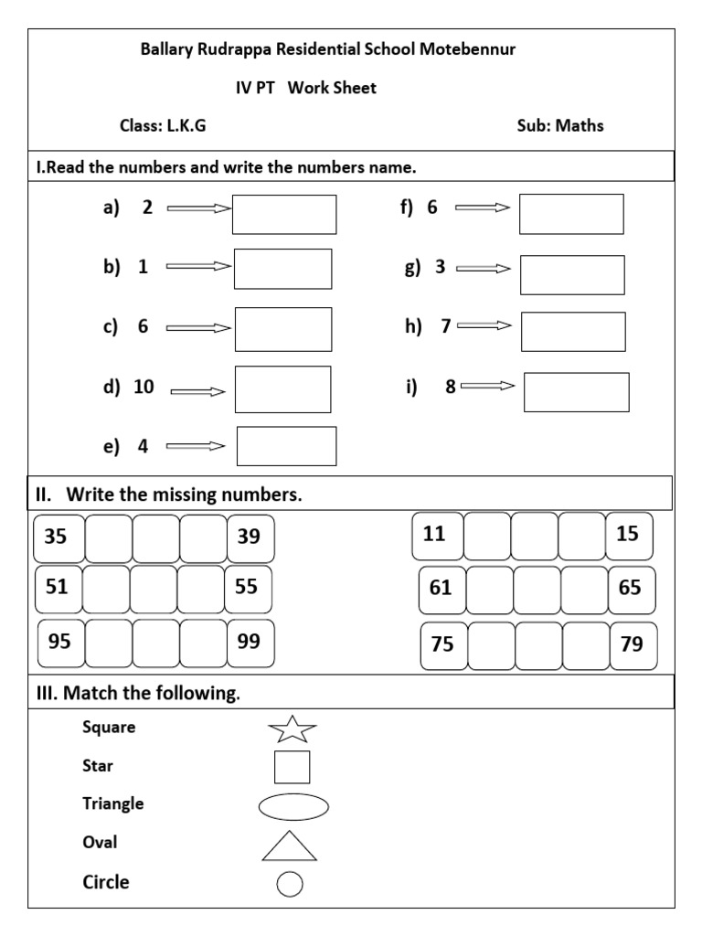 maths worksheet LKG-1 | PDF