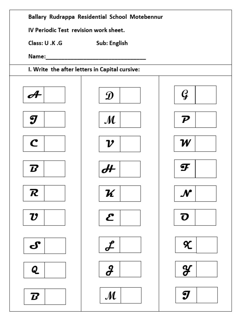 UKG English Test Revision Worksheet | PDF | English Language ...
