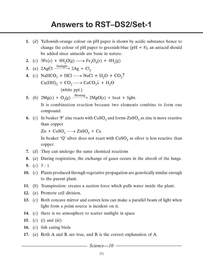 Science 10 - Set-1 - DS2 | PDF