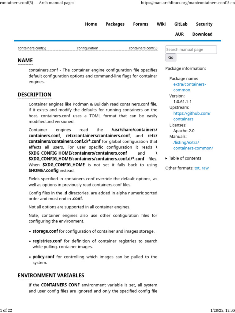 containers.conf(5) — Arch manual pages | PDF | I Pv6 | Ip Address