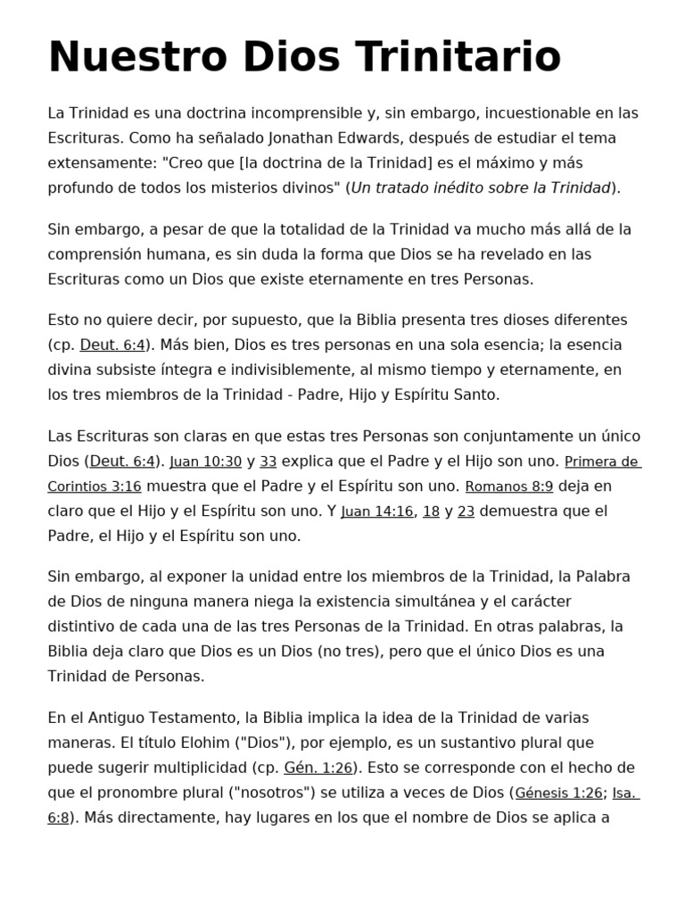 Nuestro Dios Trinitario | PDF | Trinidad | espíritu Santo
