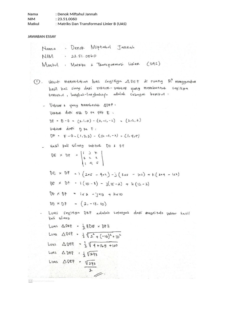 MATRIKS DAN TRANSFORMASI LINIEAR | PDF