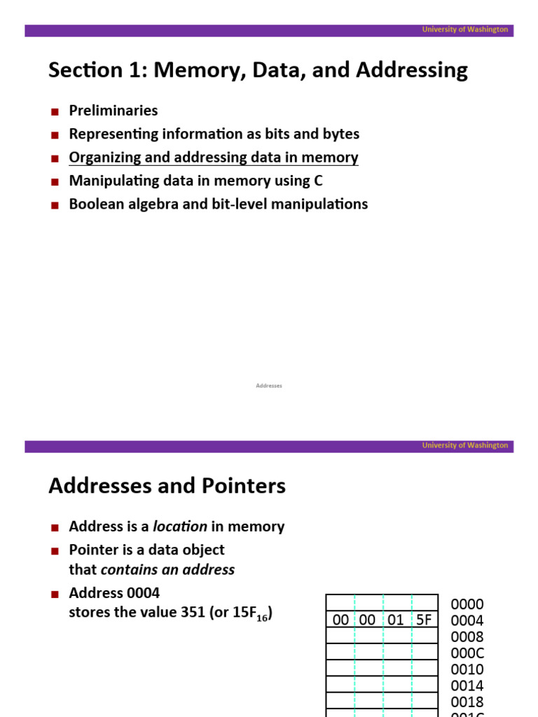 Lecture Slides 01 013-Addresses | PDF | Pointer (Computer Programming) | Boolean Data Type