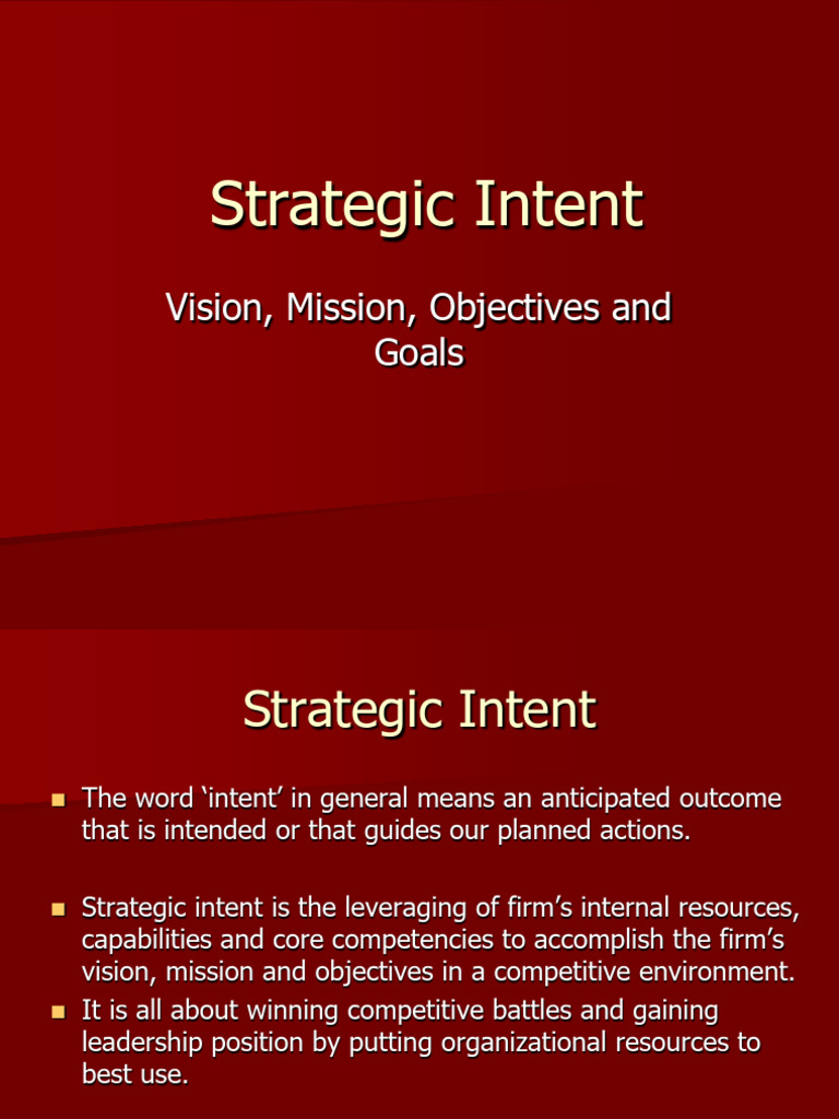 Understanding Strategic Intent Elements | PDF | Goal | Intention