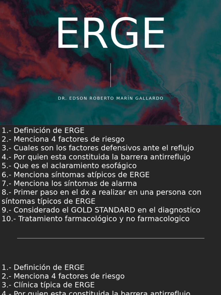 ERGE | PDF | La enfermedad por reflujo gastroesofágico | Medicina