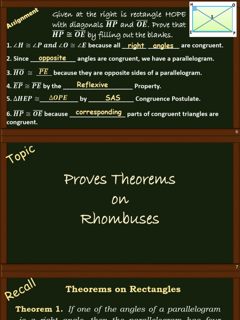 6 Theorems On Rhombuses | PDF | Perpendicular | Rectangle