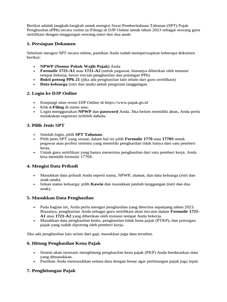 Berikut Adalah Langkah Mengisi DJP Online | PDF