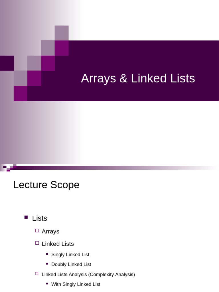 03 - Arrays and Linked Lists | PDF | Integer (Computer Science) | Computing