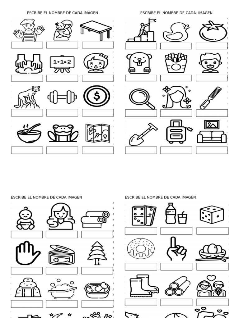 Escribe El Nombre de Cada Imagen | PDF