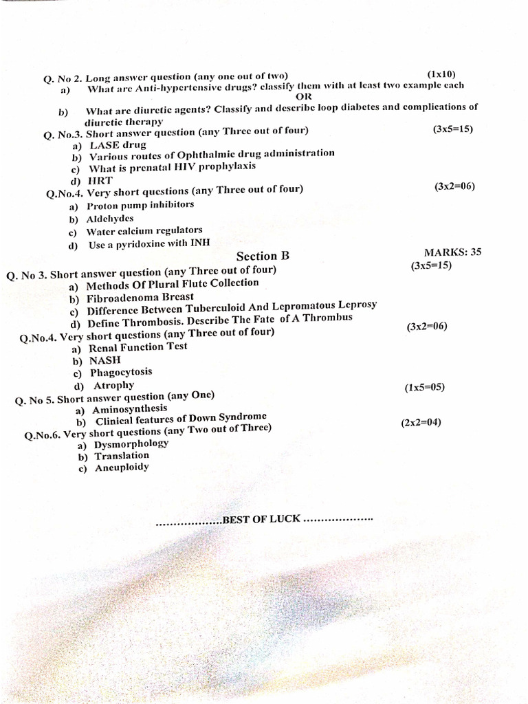 BSC Nursing 2017 Question Paper | PDF