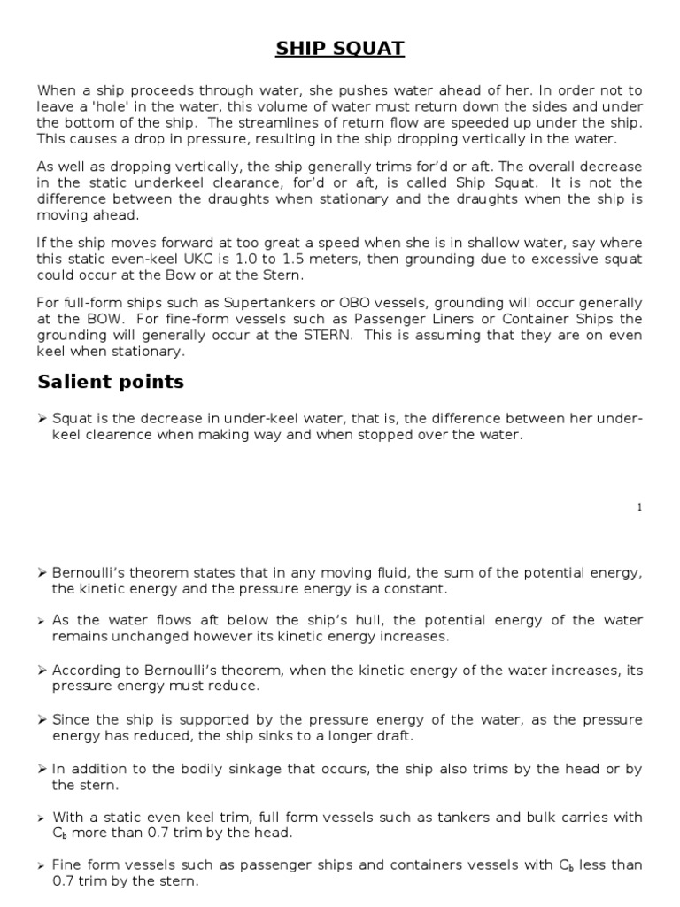 Squat, Shallow Water & Anchoring Rev 1 | PDF | Anchor | Ships
