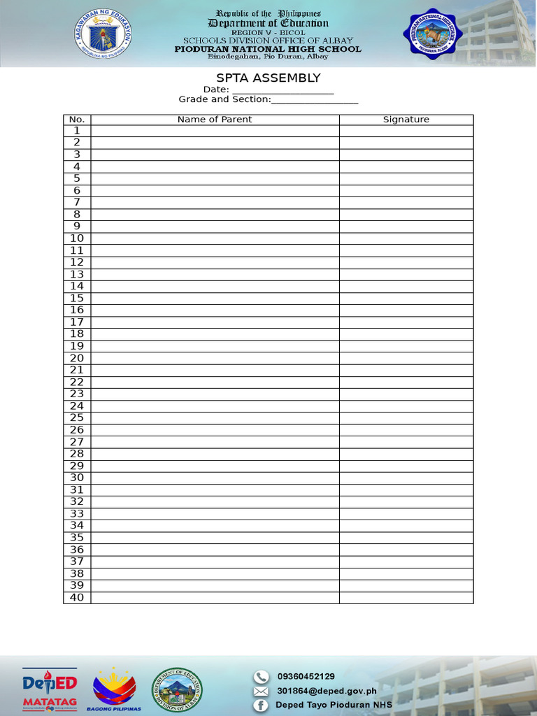 Parent's Attendance (Spta) | PDF