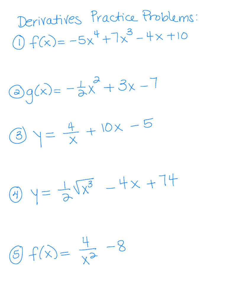 Derivatives Practice Problems For Quiz | PDF