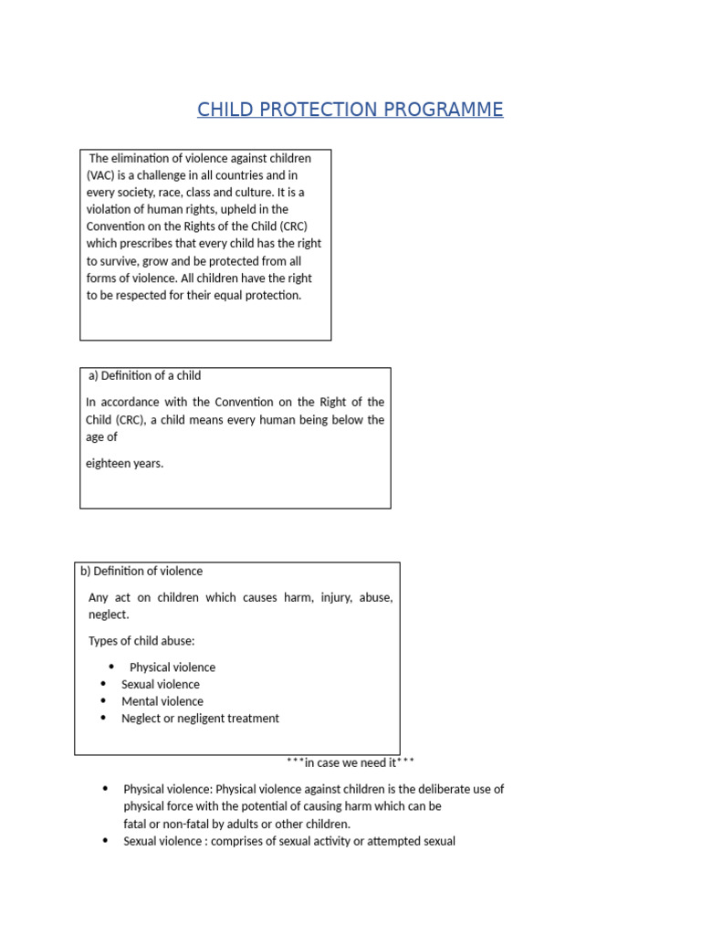 Child Protection Programme Overview | PDF