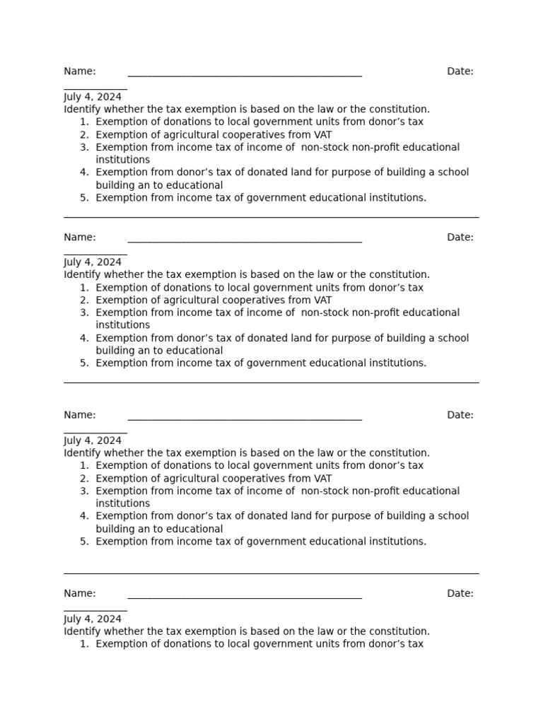 Tax Exemptions: Law vs. Constitution | PDF