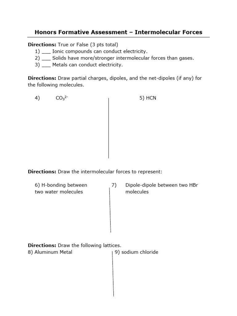 Intermolecular Forces Assessment Guide | PDF