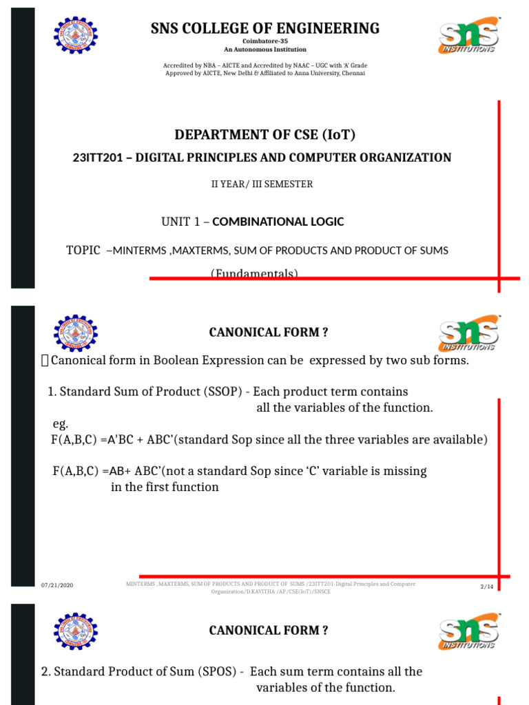 Fundamentals Sop, Pos | PDF | Boolean Algebra | Teaching Mathematics