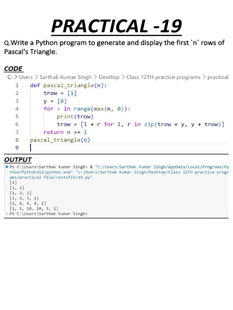Practical - 19: Write A Python Program To Generate and Display The ...