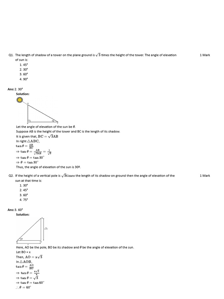 Some Applications of Trigonometry | PDF | Shadow | Triangle