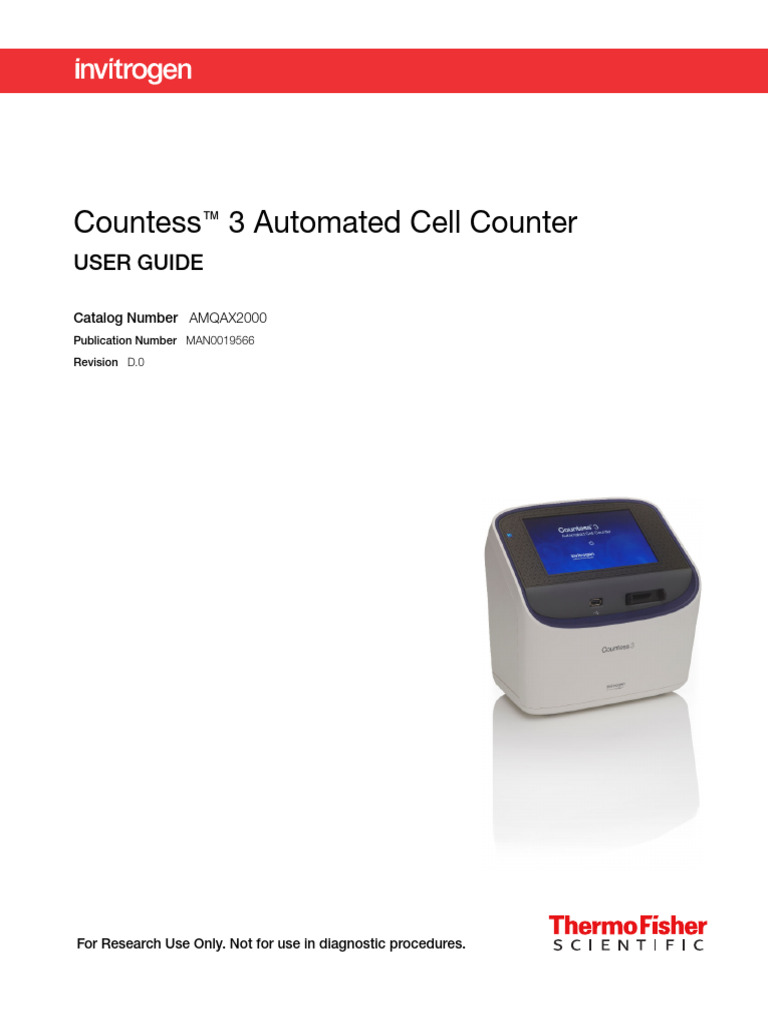 MAN0019566 Countess 3 Auto Cell Counter UG | PDF | Usb | Switch