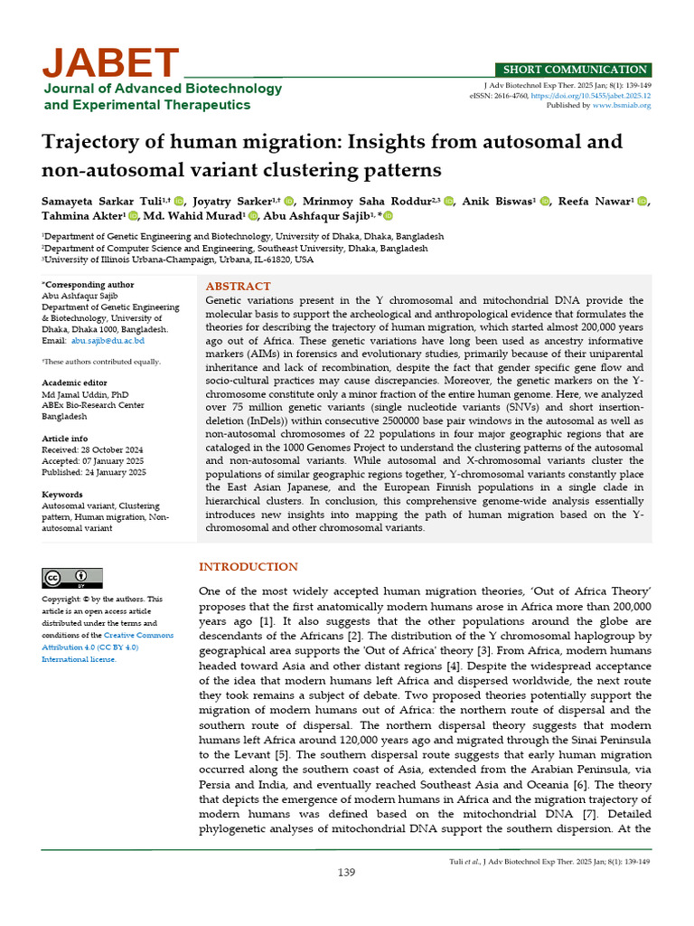 Trajectory of Human Migration | PDF | Mitochondrial Dna | Genetics