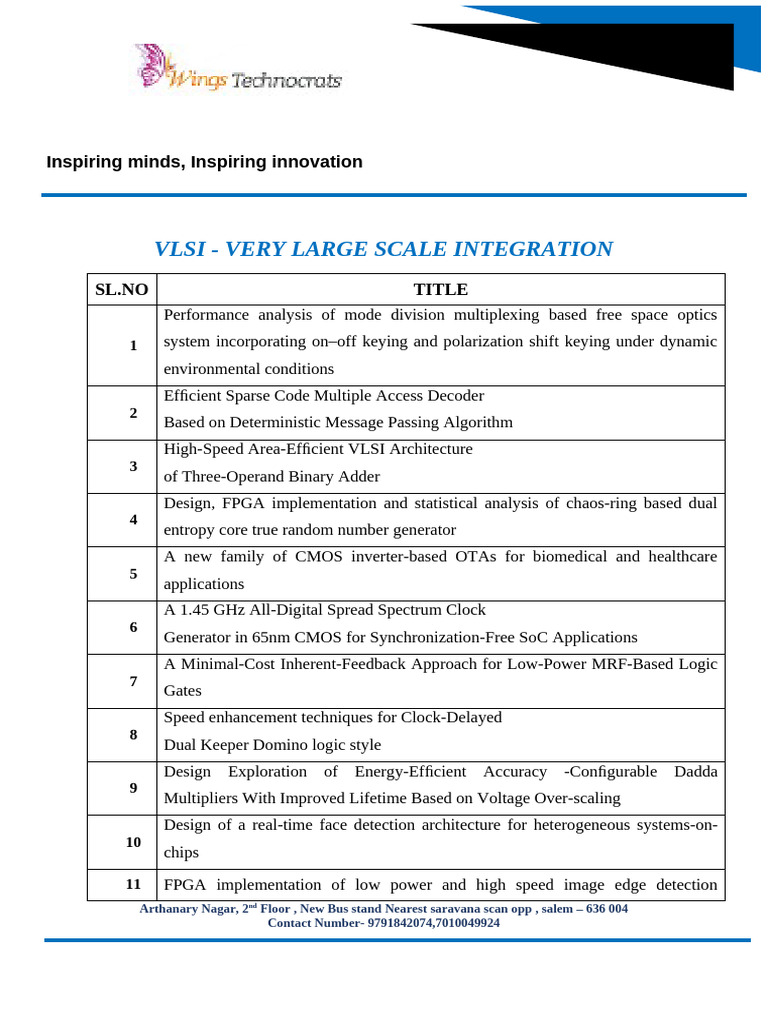 Vlsi Latest Topics 2023-2024 | PDF | Field Programmable Gate Array ...