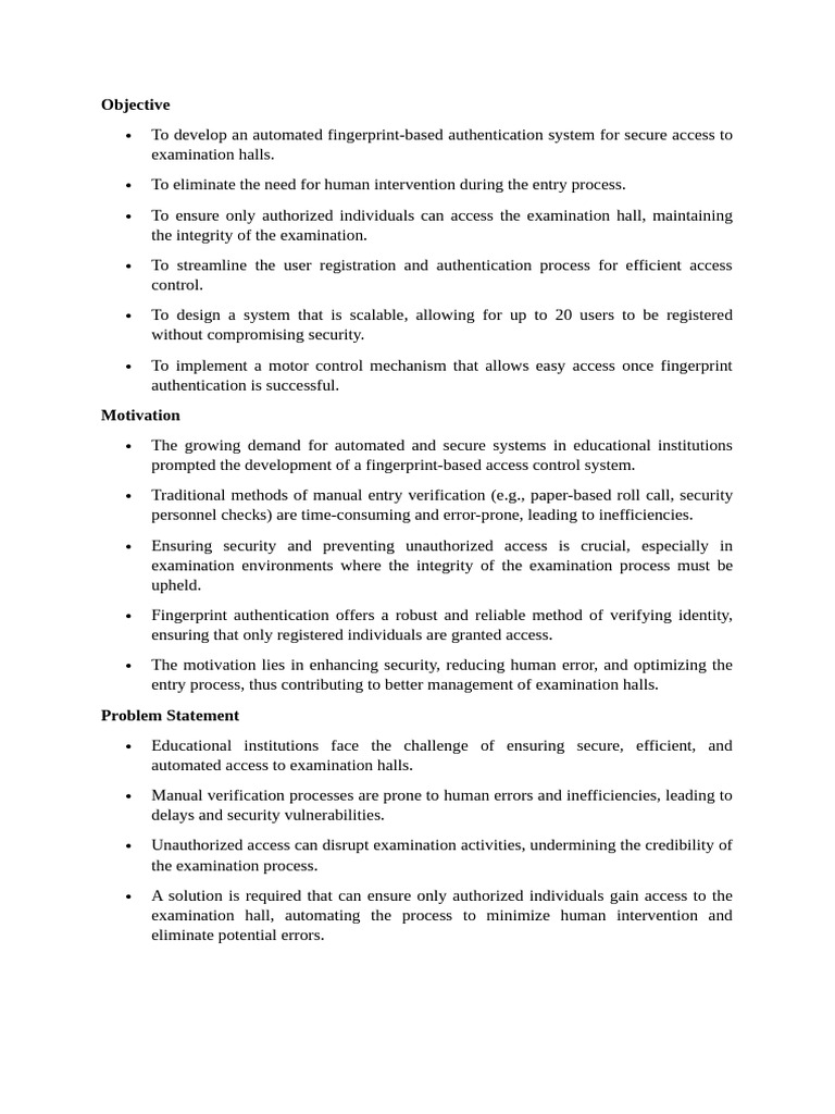 Fingerprint-Based Examination Hall Authentication System | PDF ...