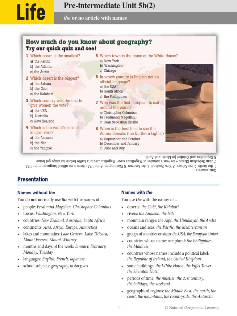 Pre-Intermediate GW 05b-2 | PDF | Chile | Antarctica