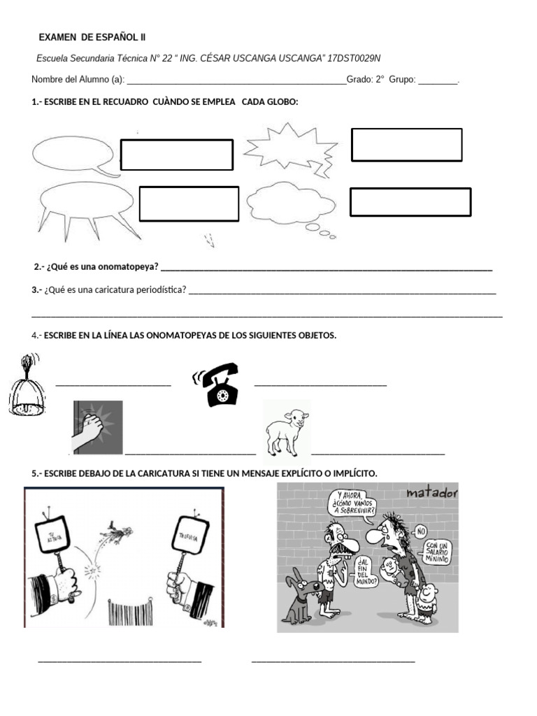 Examen de Caricatura | PDF