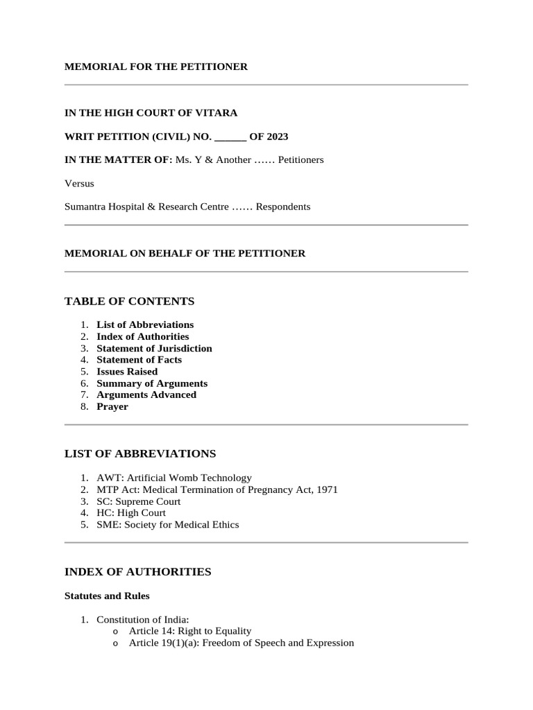 Memo for Petitioner | PDF | Informed Consent | Reproductive Rights