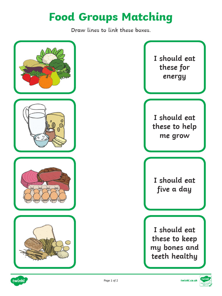 T T 5466 Food Group Matching Activity Sheet - Ver - 2 | PDF