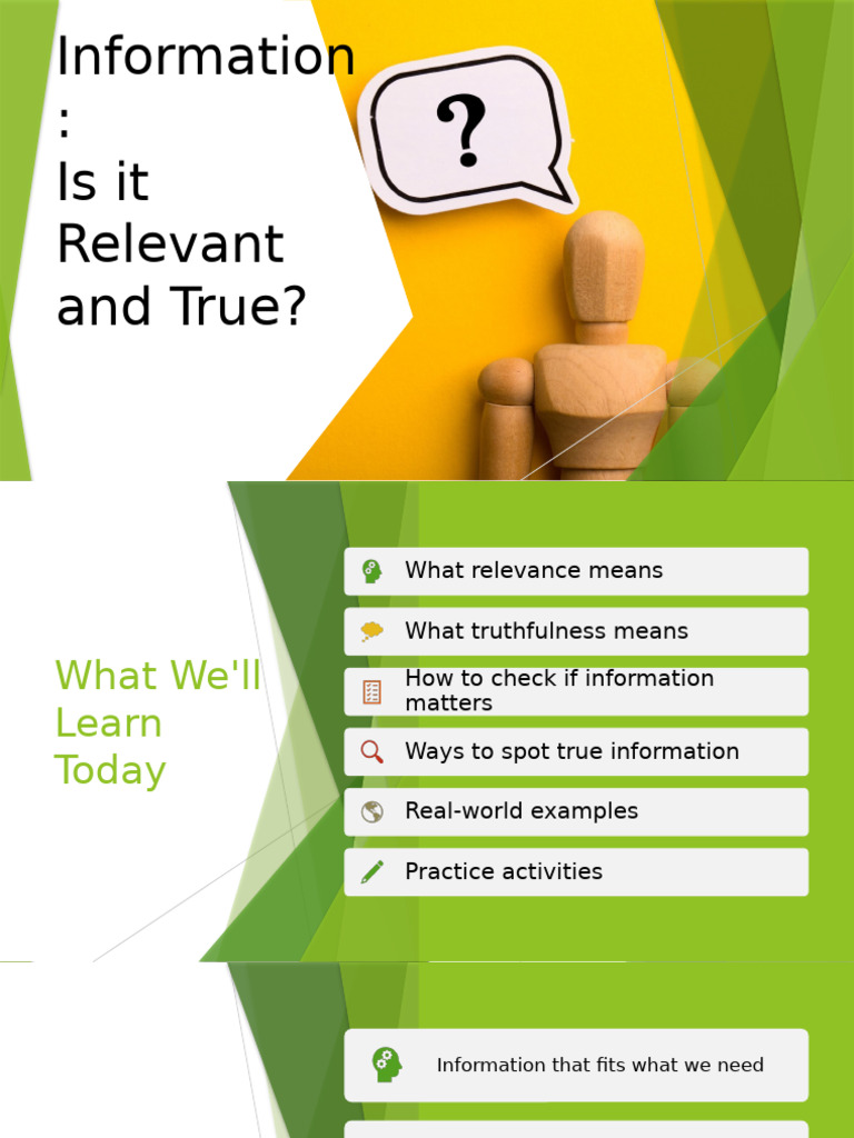 Understanding Information Is It Relevant and True | PDF | Human ...