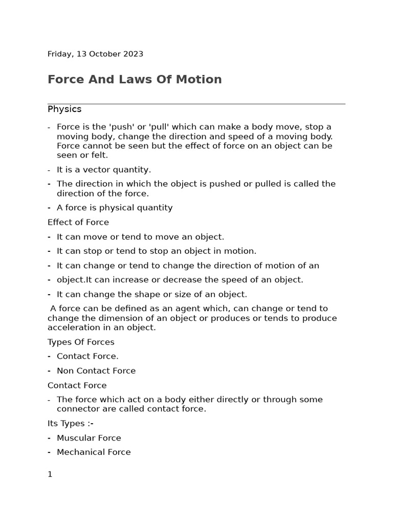 Laws of Motion | PDF | Force | Inertia