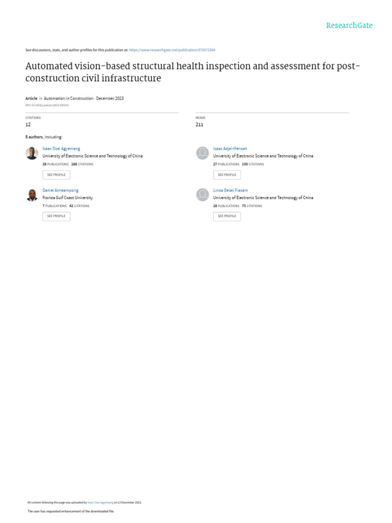 Automated Vision-Based Structural Health Inspection and Assessment For Post-Construction Civil ...